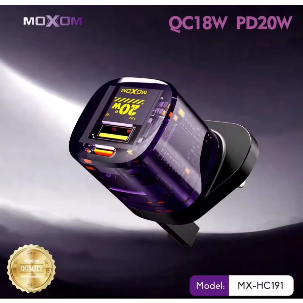 Moxom MX-HC191 20W Charger Adaptor 18W Fast Charging Charger 3 Pin UK ...