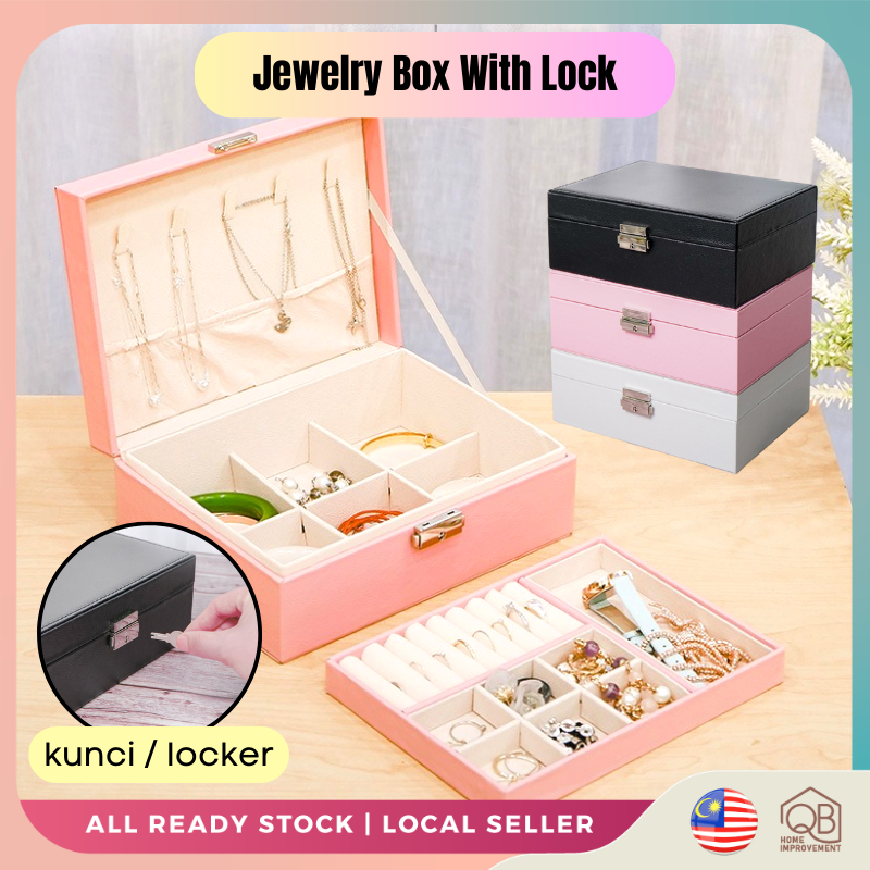Jewelry Box Organizer With Lock Jewellery Box Necklace Ring Earring ...