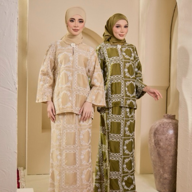 Inang Sari Kurung Embroidery With Full Lining Raya | Shopee Malaysia