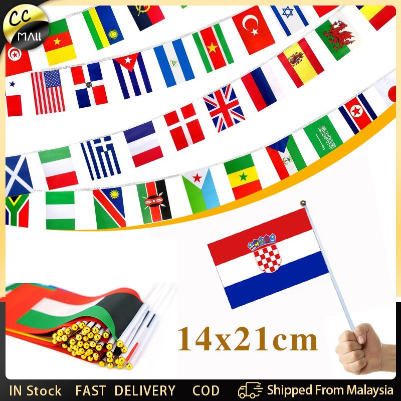 32PCS World Cup National Hand Held Flags With Pole World Cup Stick Flag ...