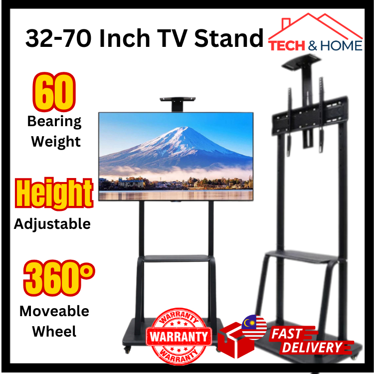 Movable TV Stand Universal TV Bracket Adjustable Height TV Monitor ...