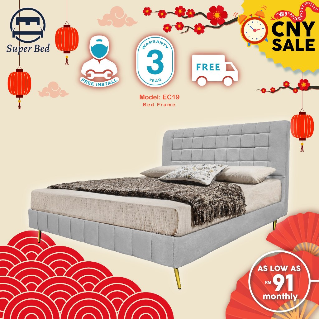 Super Bed EC19 High Quality Solid Wood bed frame set Headboard with ...