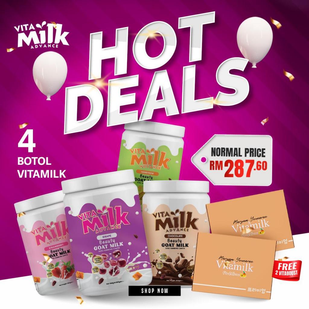 4 BOTOL VITAMILK BOLEH MIX FLAVOUR (REMARK FLAVOUR - CHOCOLATE SOLD OUT) FREE VITABOOST | Shopee ...