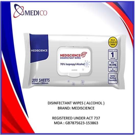 DISINFECTANT WIPES ALCOHOL (MEDISCIENCE -SOFT PACK) - 1 PACK | Shopee ...