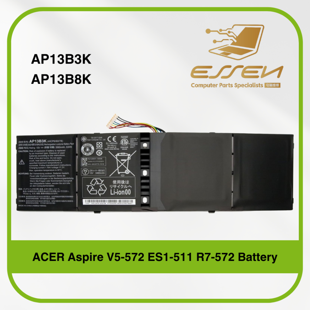 ACER AP13B3K AP13B8K for Aspire V5-572 ES1-511 R7-572 Battery | Shopee ...