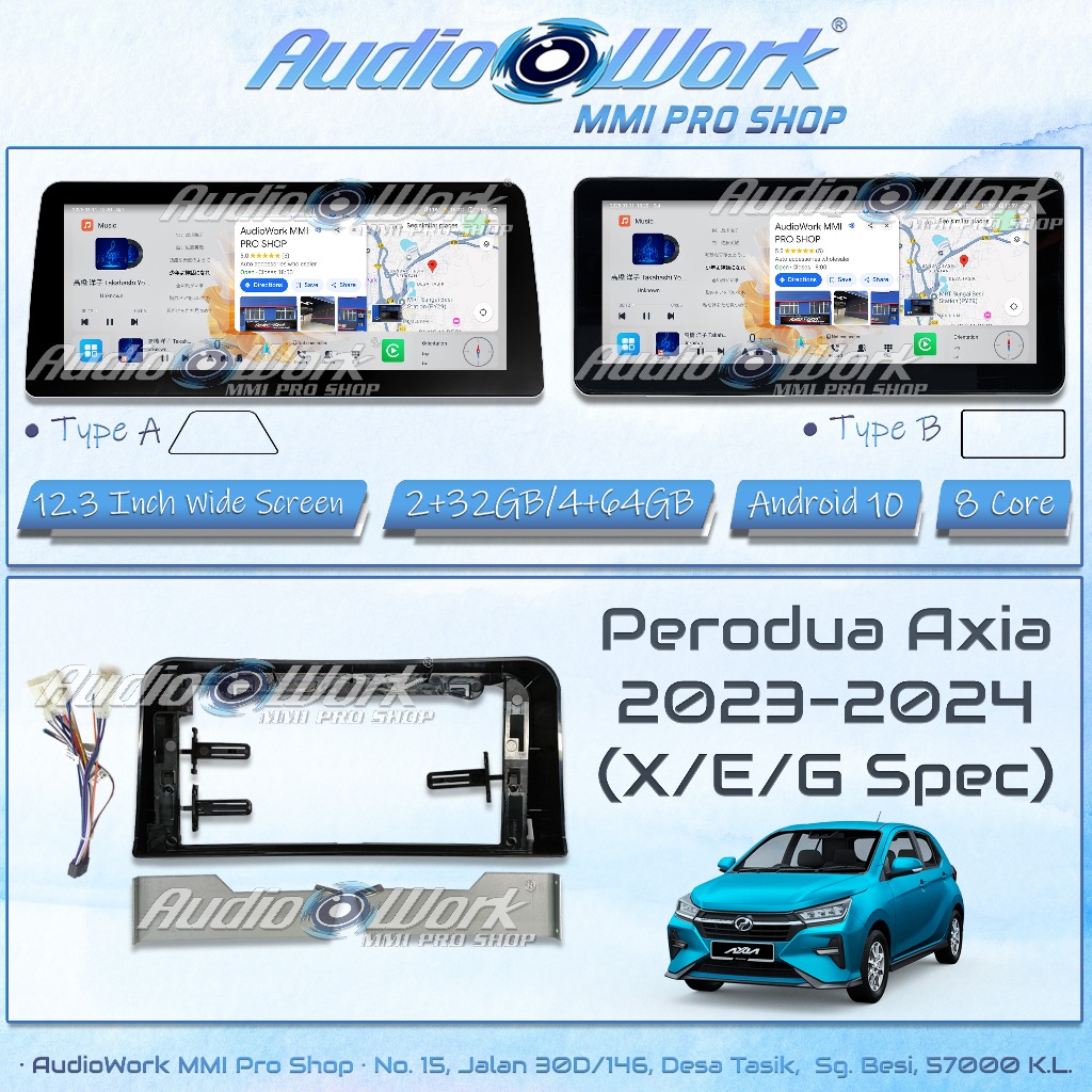 (Perodua/Proton Series) AudioWork Android player 12.3 Inch Wide Screen ...