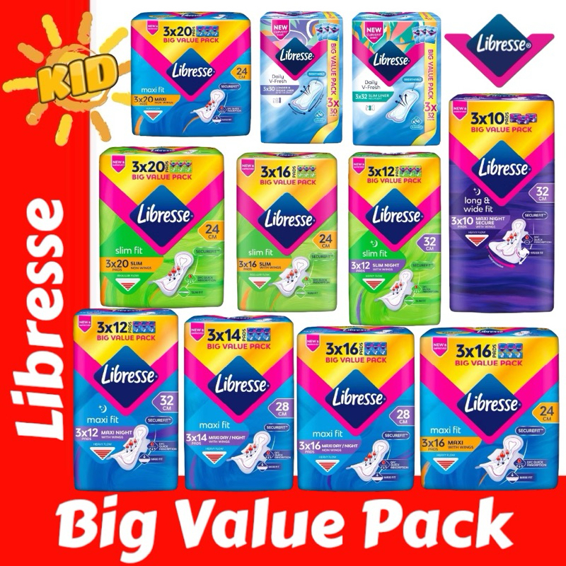 Libresse Big Value Pack Wings Non Wings Slip fit Panty Liner Maxi Fit ...