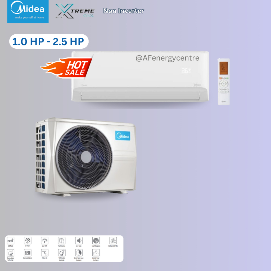 MIDEA R32 NON INVERTER Air Conditioner MSAGB-CARN8 1.0HP 1.5HP UNIT ...
