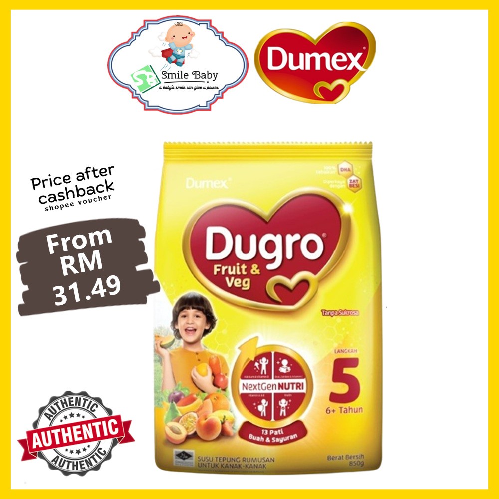 From RM31.49 after cashback* Dumex Dugro 5 - Fruit & Veg 850g Exp:05/2025 | Shopee Malaysia