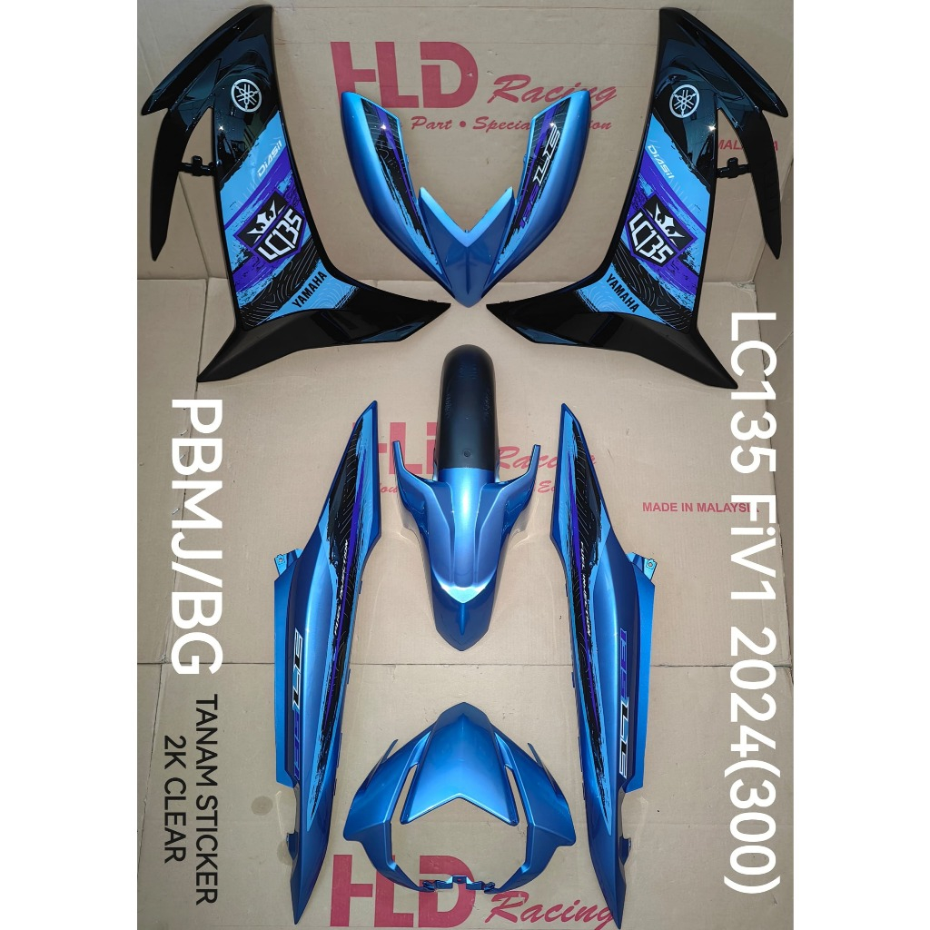 LC135 FI V8 2024 (300) BIRU BUTTERFLY YAMAHA BODY COVER SET WITH SIAP ...