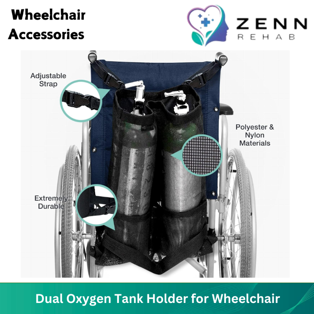 Dual Oxygen Tank Holder for Mobility Wheelchair / Oxygen Mesh Storage ...