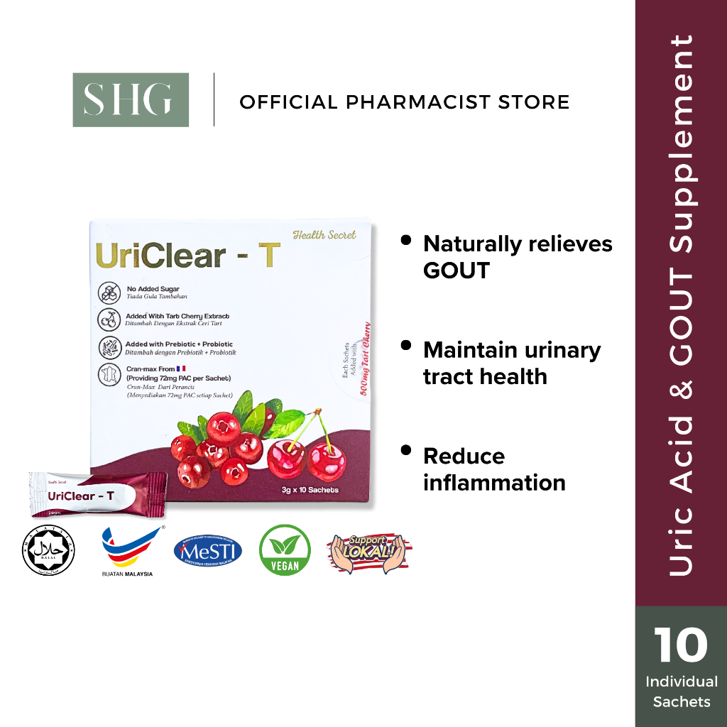 HEALTH SECRET UriClear-T Cranberry Tart Cherry For Gout & Urinary ...