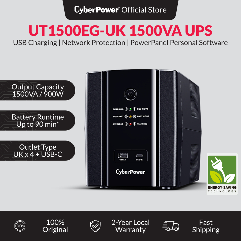 CyberPower Energy Saving Battery Backup Tower UPS With Power Panel ...