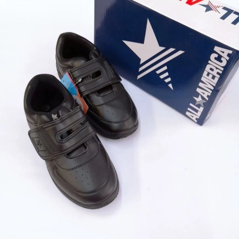 All America Kasut Sekolah Hitam 4916 (Waterproof) Black School Shoes ...