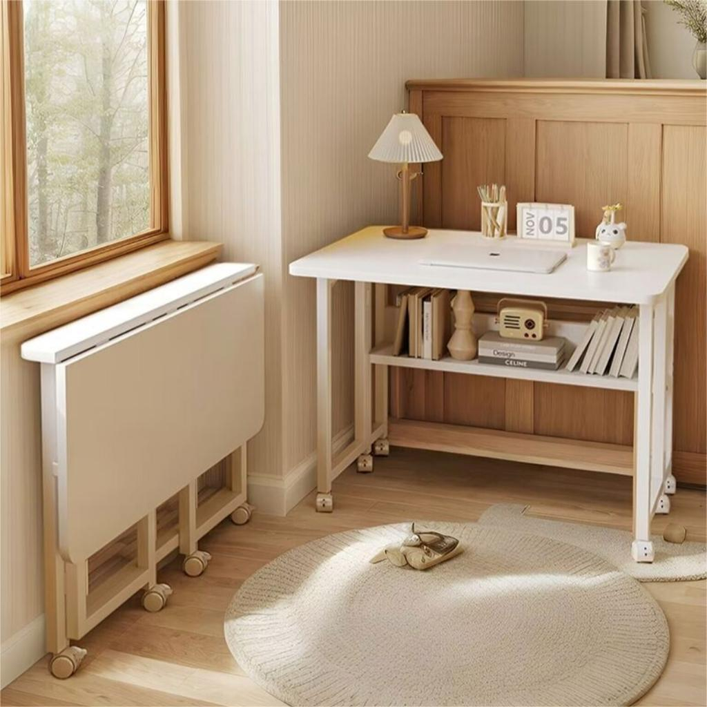 Wheeled Bedside Computer Desk Mobile Side Table Folding Desk | Shopee ...