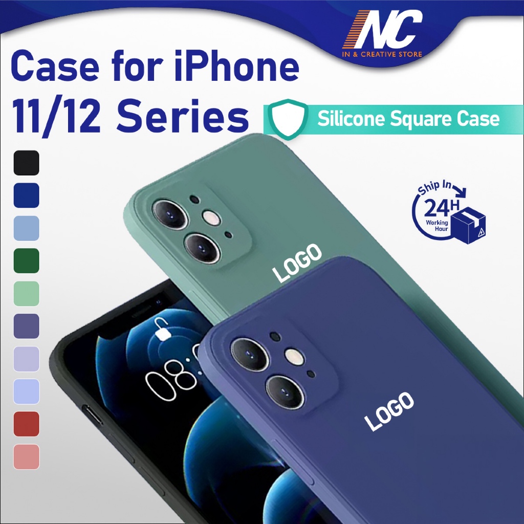 Square Logo Case for iPhone 11/12, Pro/Max/Mini Soft Silicone Casing ...