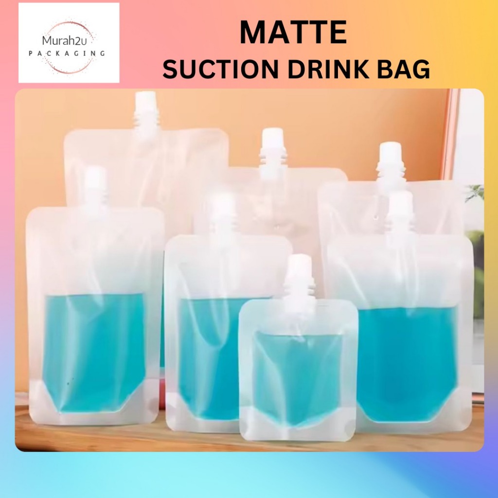 50pcs Matte Suction Drink Bag / Beg Minuman Spout Pouch Suction Drink ...