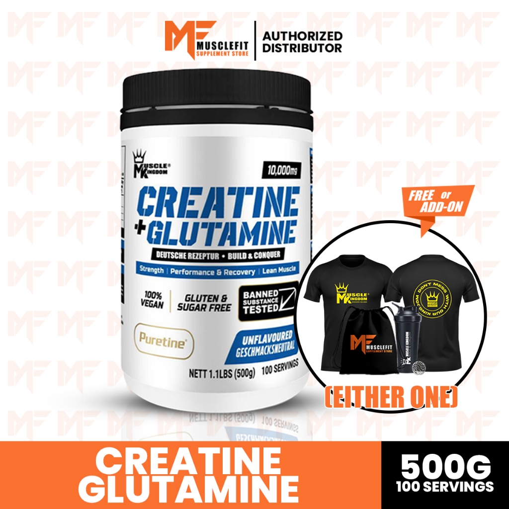 Muscle Kingdom Creatine Monohydrate + Glutamine 500 g (100 serving ...