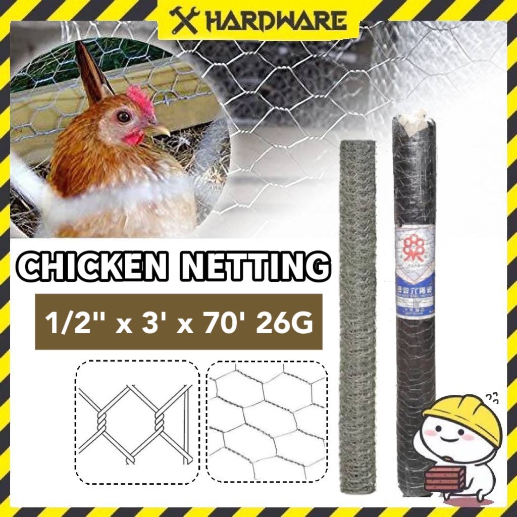 1/2" x 3' x 70' 26G CHINA CHICKEN NETTING/GALVANIZED HEXAGONAL WIRE ...