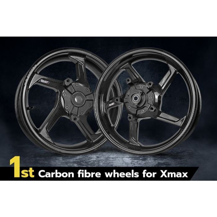 BST Star TEK Forged Carbon Fiber Rims Set Yamaha Xmax V1 V2 250 300 350 ...