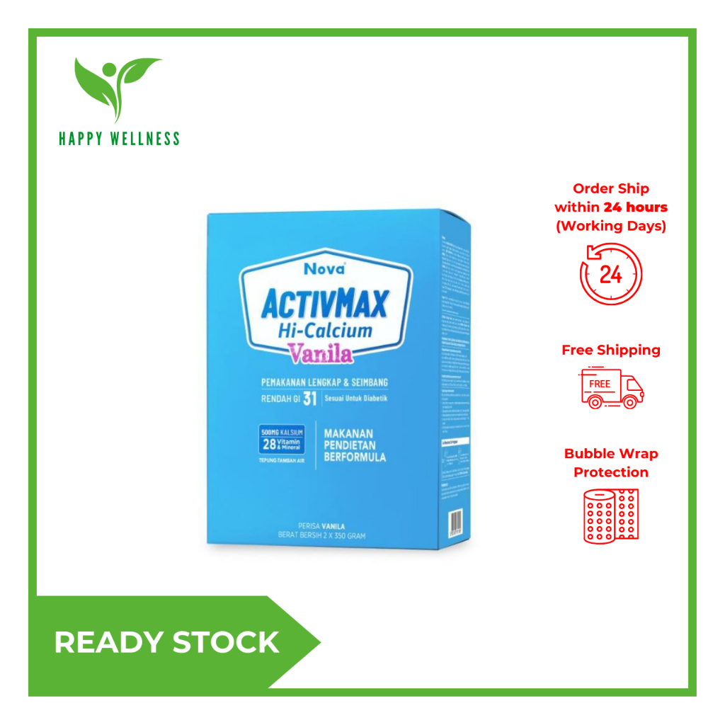 NOVA ACTIVMAX HIGH CALCIUM VANILLA REFILL PACK 2X350G (BOX) | Shopee ...