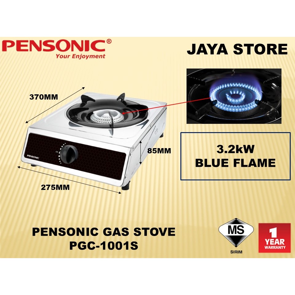 Pensonic Stainless Steel Single Gas Stove PGC-1001S (3.2kW Blue Flame ...