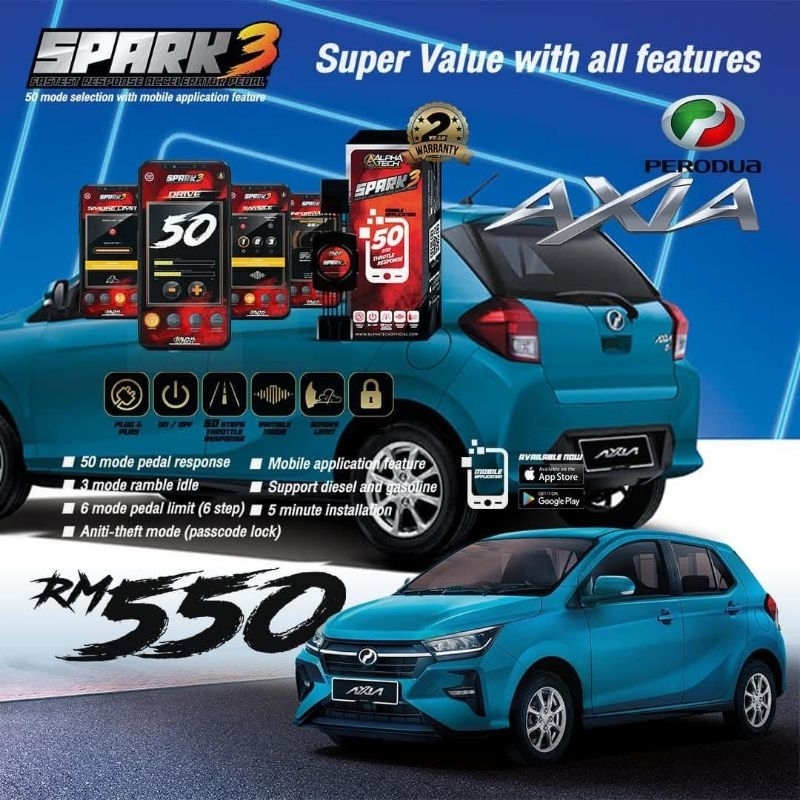 PERODUA AXIA ALPHA TECH SPARK 3 PEDAL RESPONE THROTTLE CONTROL WITH ...