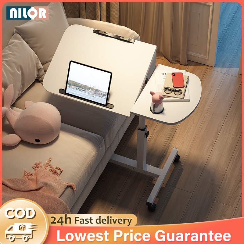 Adjustable Side Table Laptop Table With Wheels Meja Belajar Meja ...
