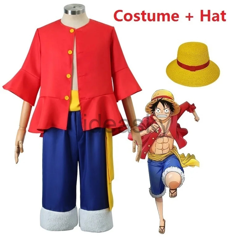 Anime Luffy Monkey D Cosplay Costumes Pirate Sun Son Luffy Wigs Cosplay ...