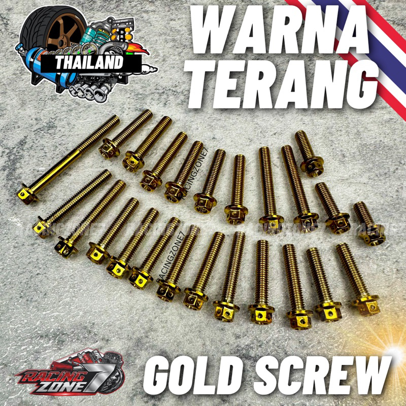 ENGINE SCREW GOLD SET/Y15ZR Y16 LC135 V1-V8 SRL115Fi RS150 RSX/ Enjin ...