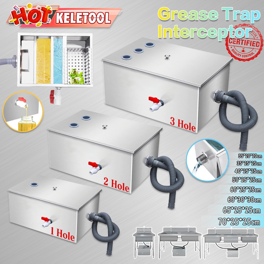 Grease Trap Kitchen Perangkap Minyak 304 Grease Interceptor Water Oil ...