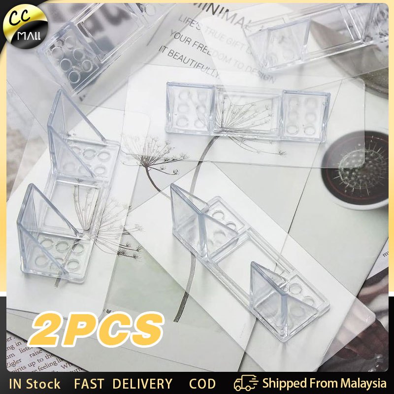 2PCS Acrylic Double Row Shelf Support Self Adhesive Cabinet Shelf Stand ...