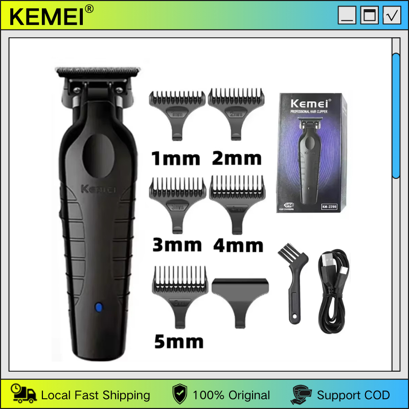 Kemei KM-2299 Professional Hair Trimmer Detailer Barber Electric Clipper Cordless Finish Cutting ...