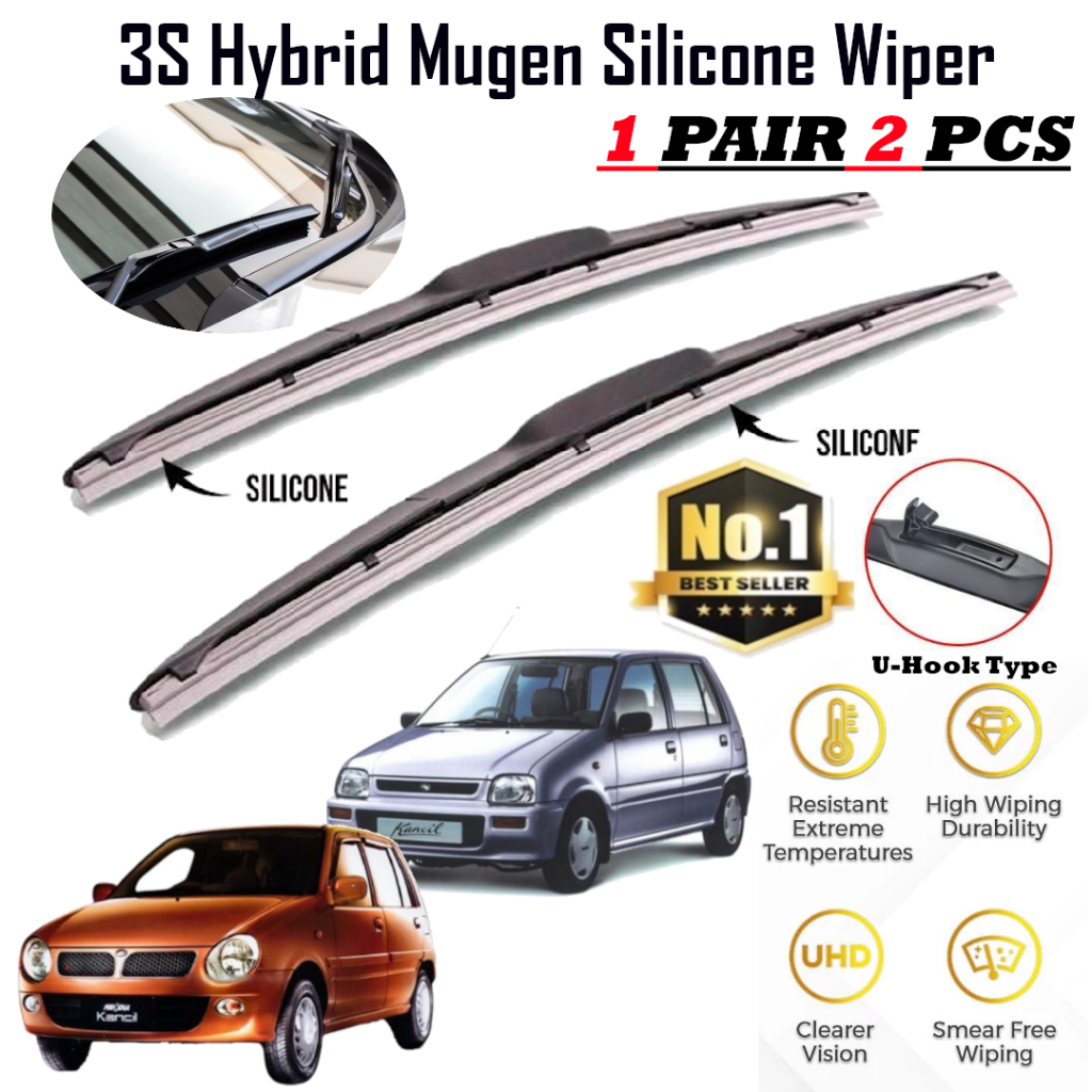 1pair(set) Perodua Kancil 850 660 Japan Mugen Silicone Wiper 3 Section ...