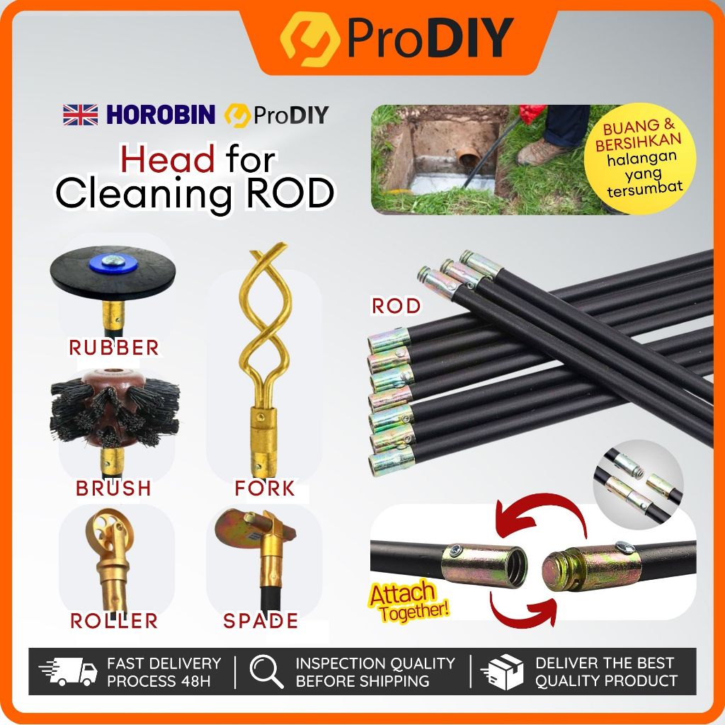 PRODIY | HOROBIN 4' Cleaning Rod Tools Brush Drain Cleaner Clog Remover ...