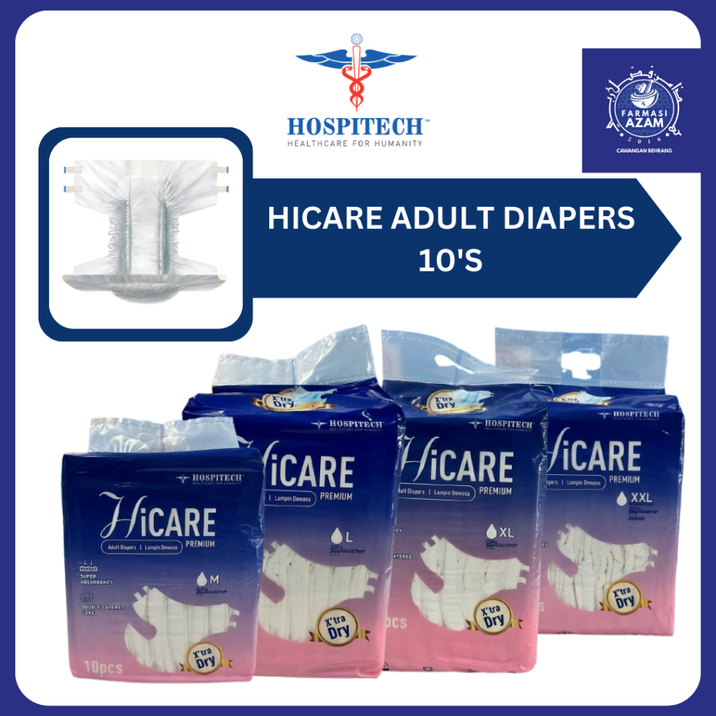 HICARE ADULT DIAPERS PREMIUM 10's (TAPE) | Shopee Malaysia