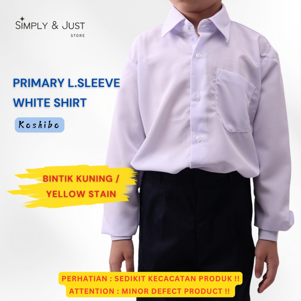 Bintik Kuning Sekolah Rendah Baju Kemeja Putih Lengan Panjang-Koshibo ...