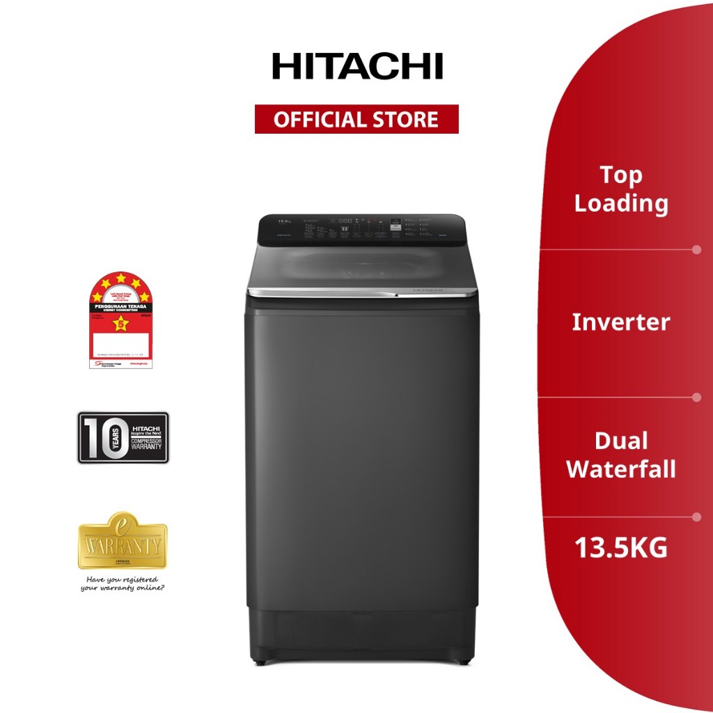 Hitachi Top Loading Washing Machine - Dual Waterfall 13.5kg (LTL ...