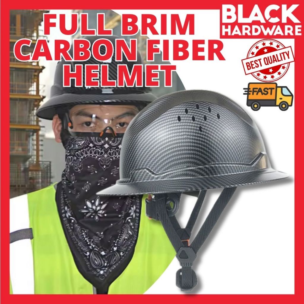 Black Hardware Full Brim Helmet Safety Helmet Topi Safety Helmet Safty ...