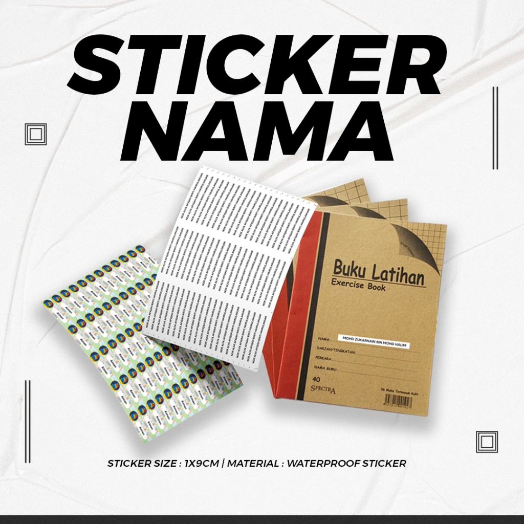 Sticker Nama Sekolah Kalis Air (Water Proof Transparent Name Sticker ...