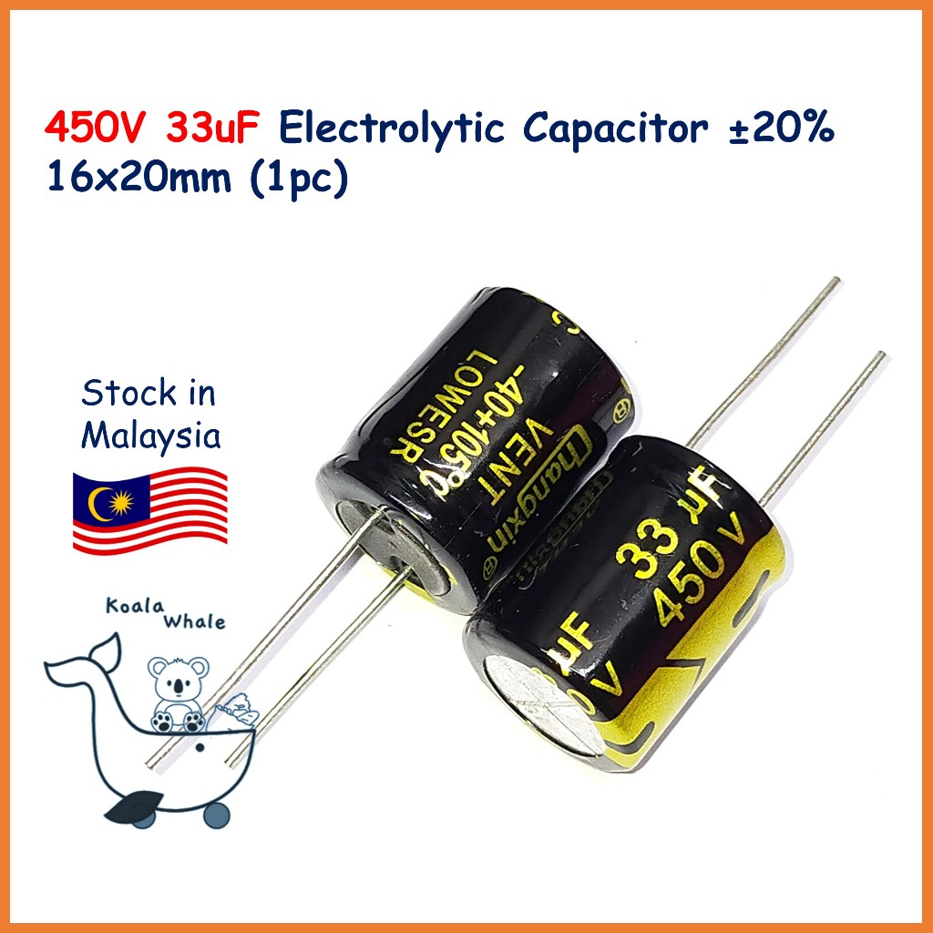 450V 33uF Electrolytic Capacitor Kapasitor 16x20mm 450V33UF Elco (1pc ...
