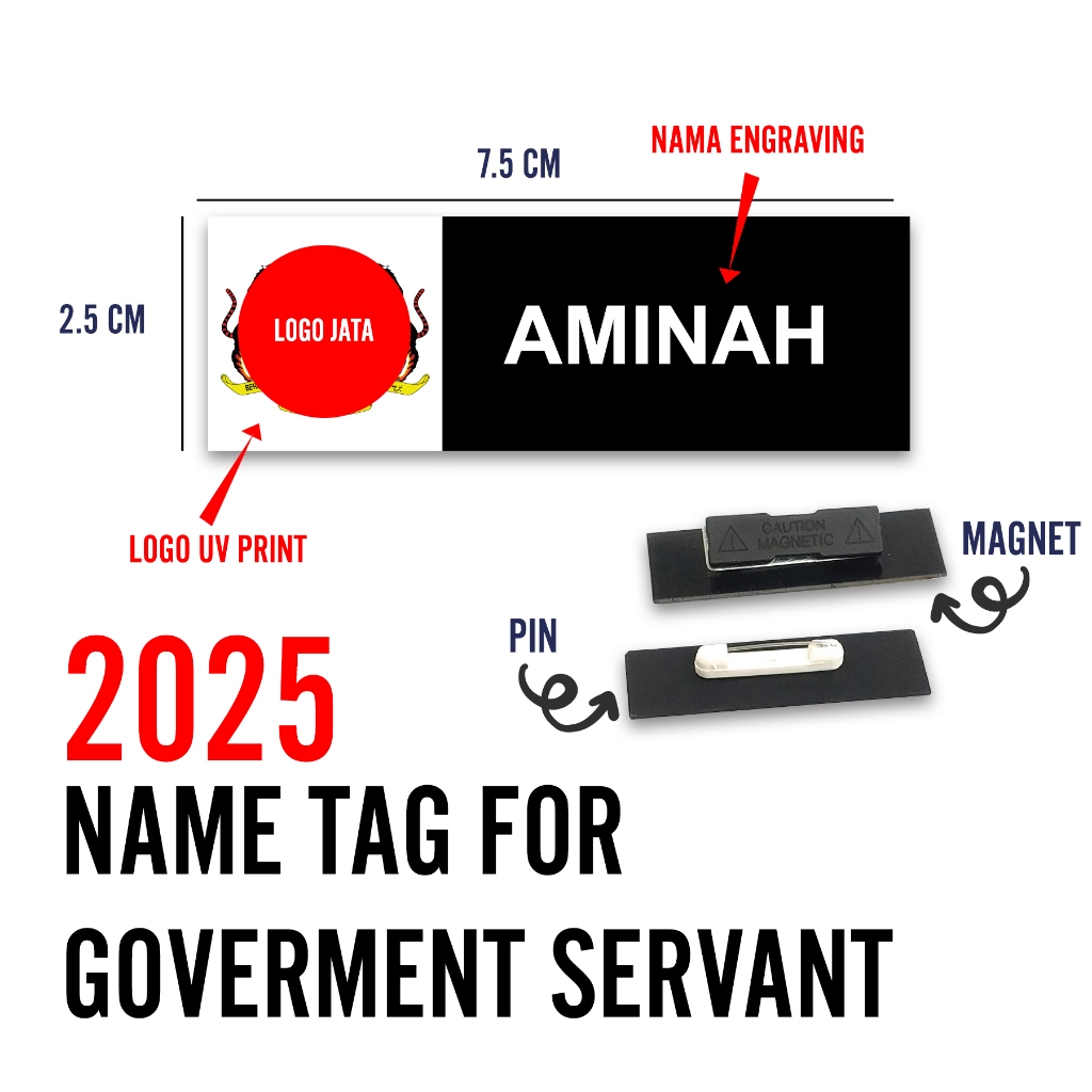 Nametag jata Pin / Magnet Untuk Sekolah atau Penjawat Awam Saiz ...