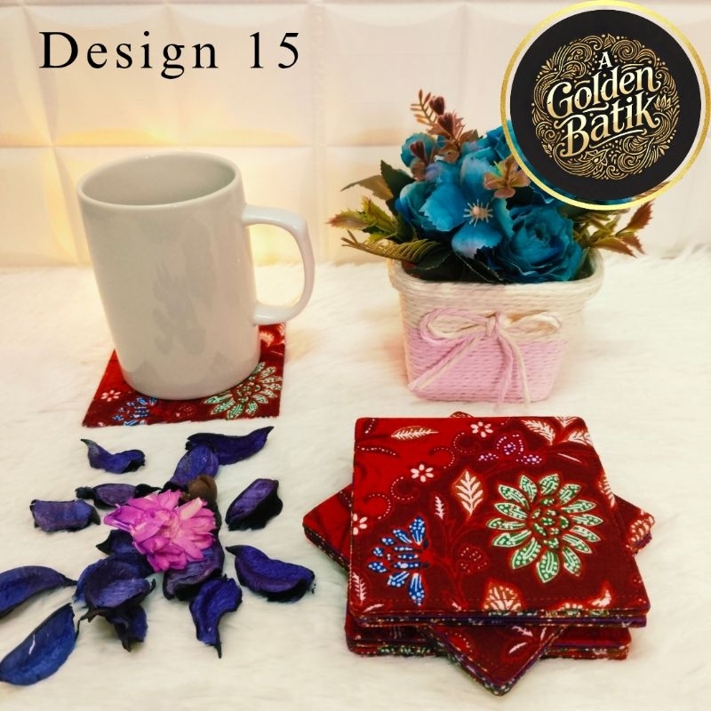 Coaster cup batik/ alas pelapik cawan dan mug Handmade untuk doorgift ...
