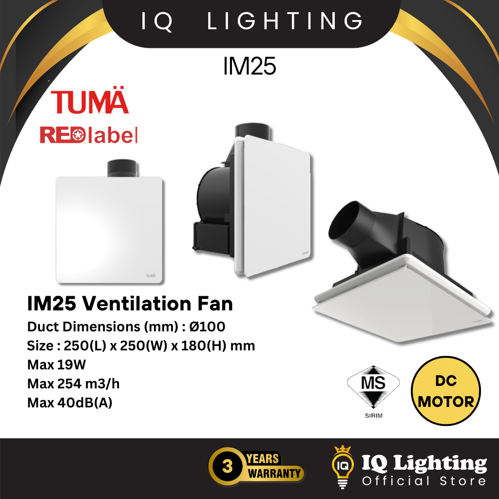 🔥FREE SHIPPING🔥Tuma IM25 DC Motor Ventilator Fan / Ceiling Mounted ...