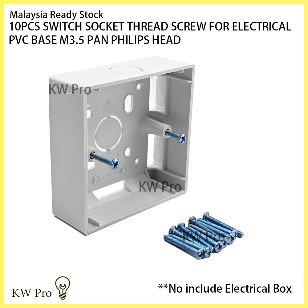 10 PCS SWITCH SOCKET THREAD SCREW FOR ELECTRICAL PVC BASE M3.5 PAN ...