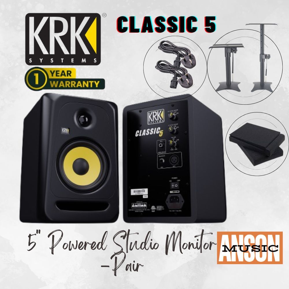KRK Classic 5 5" Powered Studio Monitor Pack With foam Isolation Pads ...