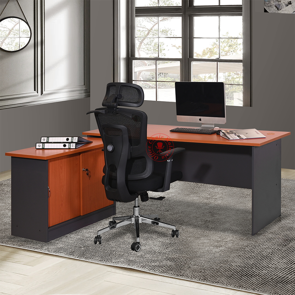 Office Table with Side Cabinet / Office Furniture / Meja Pejabat ...