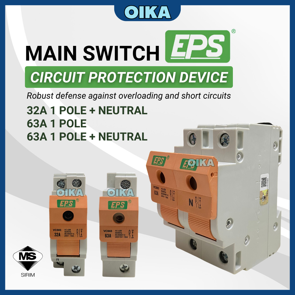 [SIRIM APPROVED] EPS 1 Pole Main Switch 32A + NEUTRAL / 63A / 63A ...