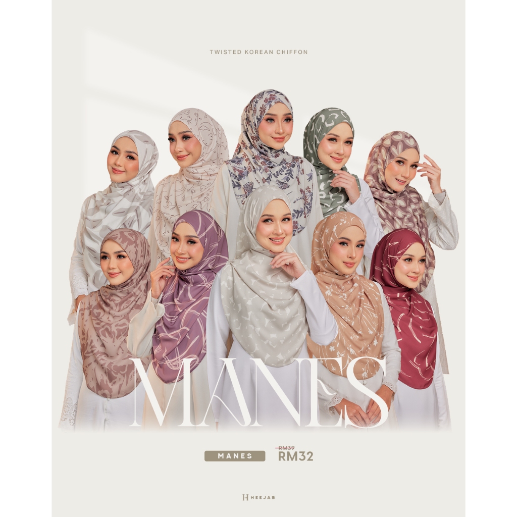 MANES (3 HELAI RM85) Tudung Sarong Instant Twist Korean Chiffon Printed ...