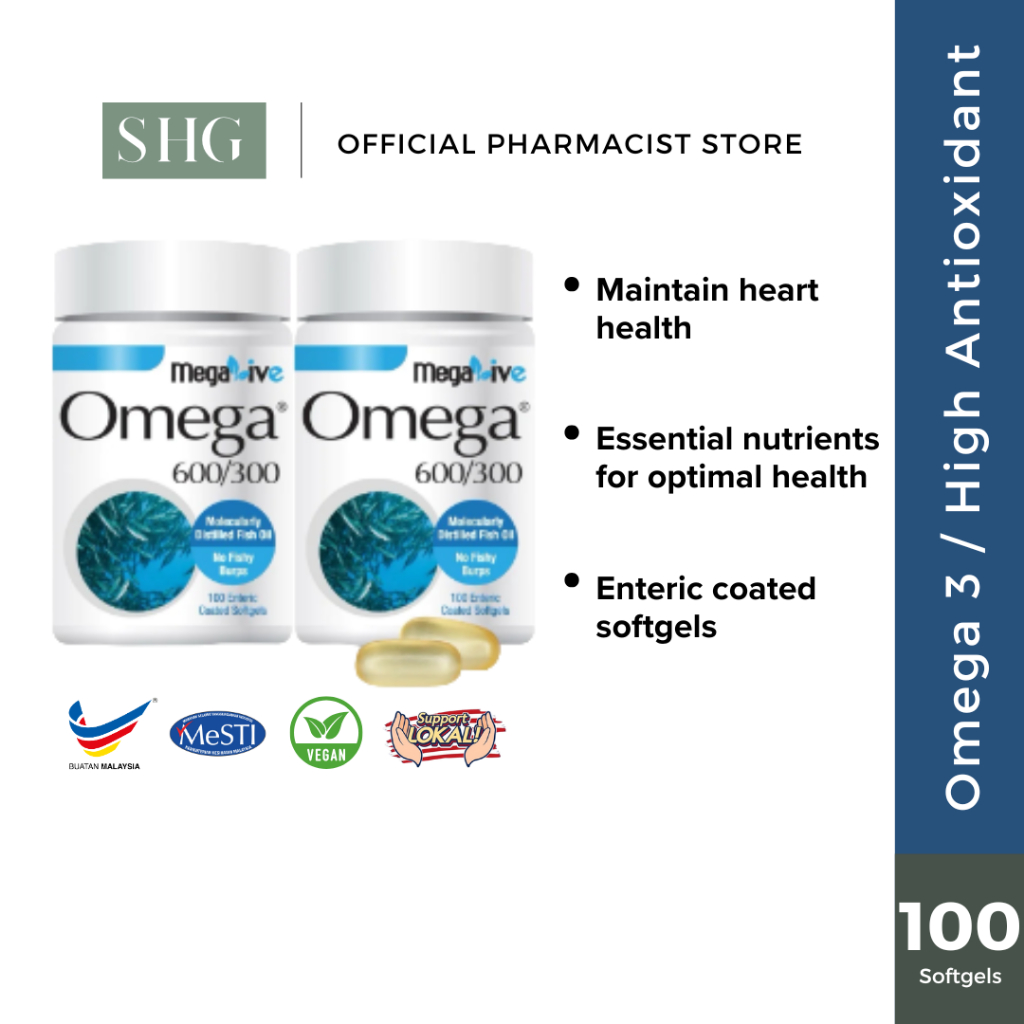 MEGALIVE Omega 600/300 | EPA 600mg, DHA 300mg, Enteric Coated, From New ...